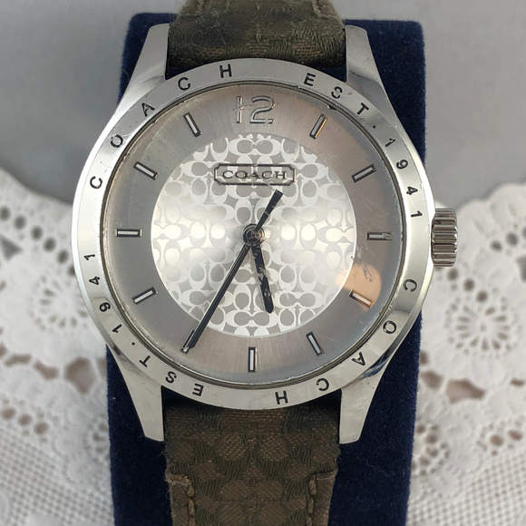 Coach | Accessories | Womens Coach Logo Watch With Brown Leather Strap ...